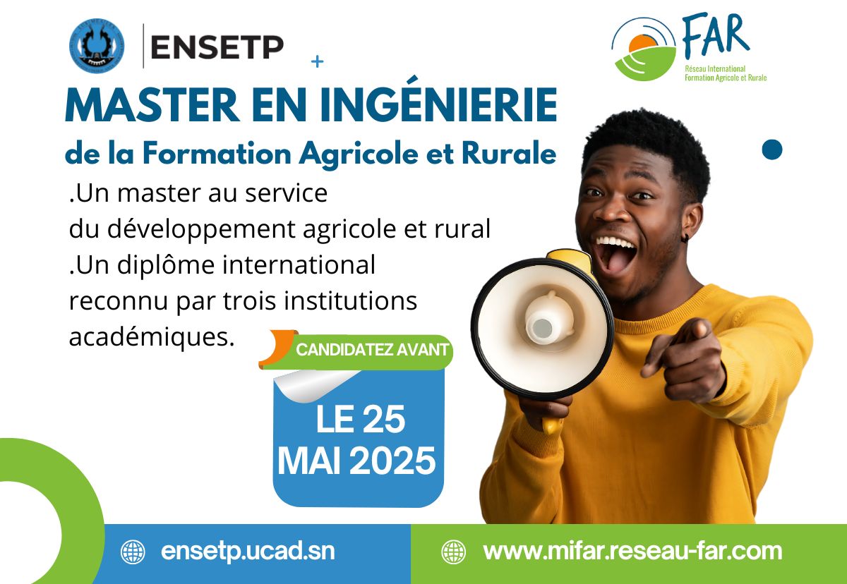 Ouverture des candidatures au master MIFAR 2025/2026 | ENSETP - Ecole Normale Supérieure d ...